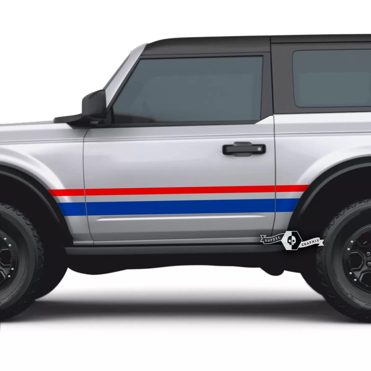 2x Set of 2 Doors Ford Bronco Side Decals Stripes Stickers for Ford ...
