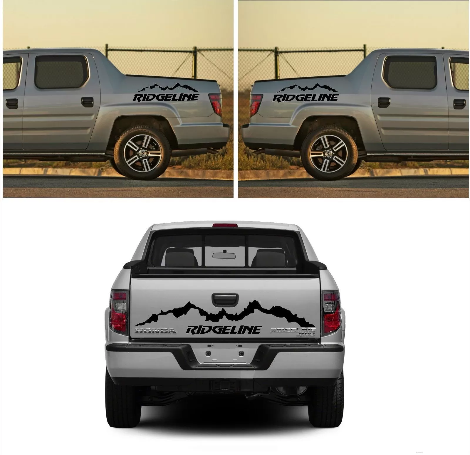 3X HONDA RIDGELINE rear and side vinyl body decal sticker graphics ...