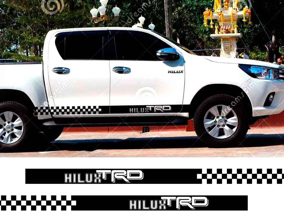 2 PC hilux TRD HILUX chequered racing side stripe graphic Vinyl sticker ...
