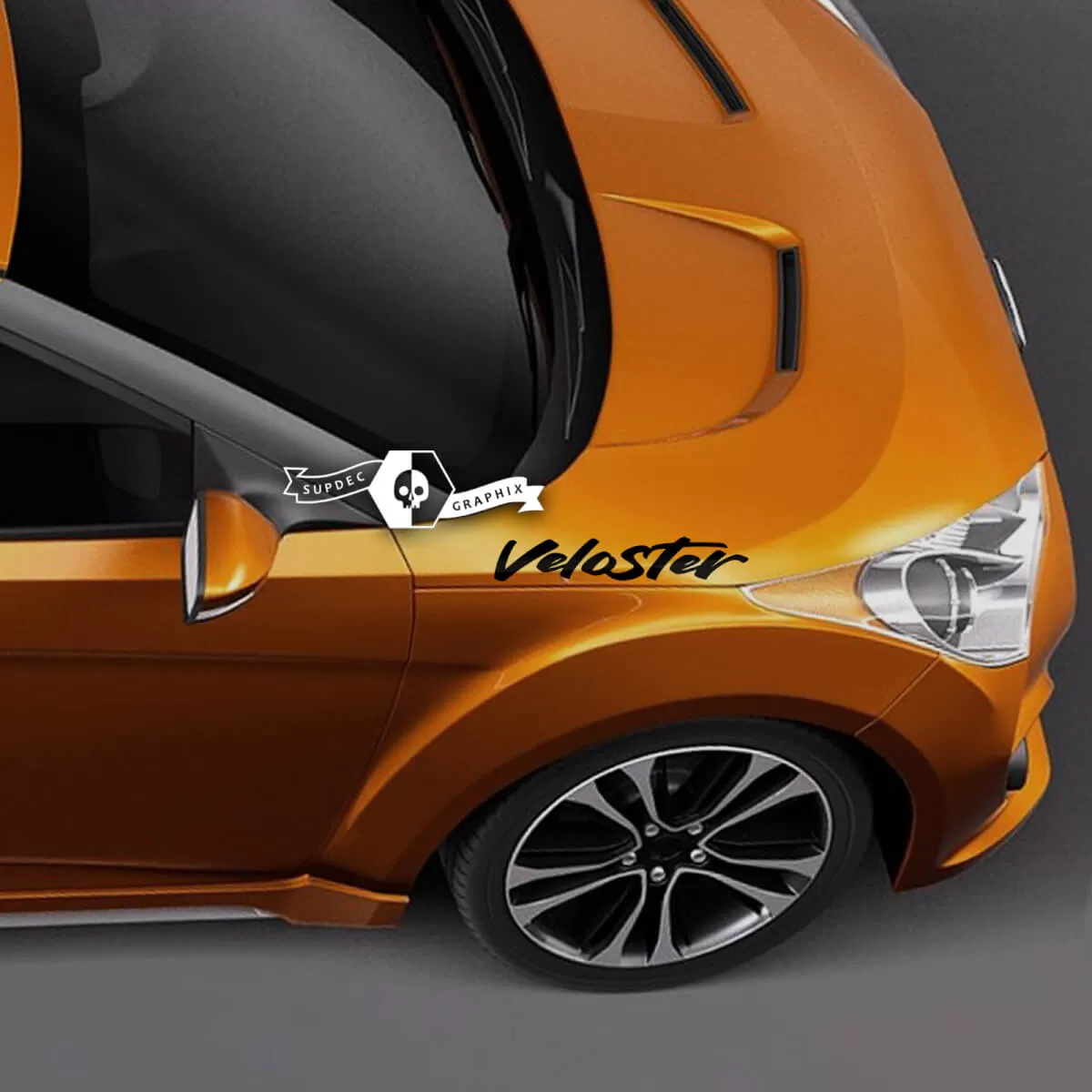 Pair Hood Lettering Decal Sticker Emblem Logo Vinyl Veloster For Hyundai