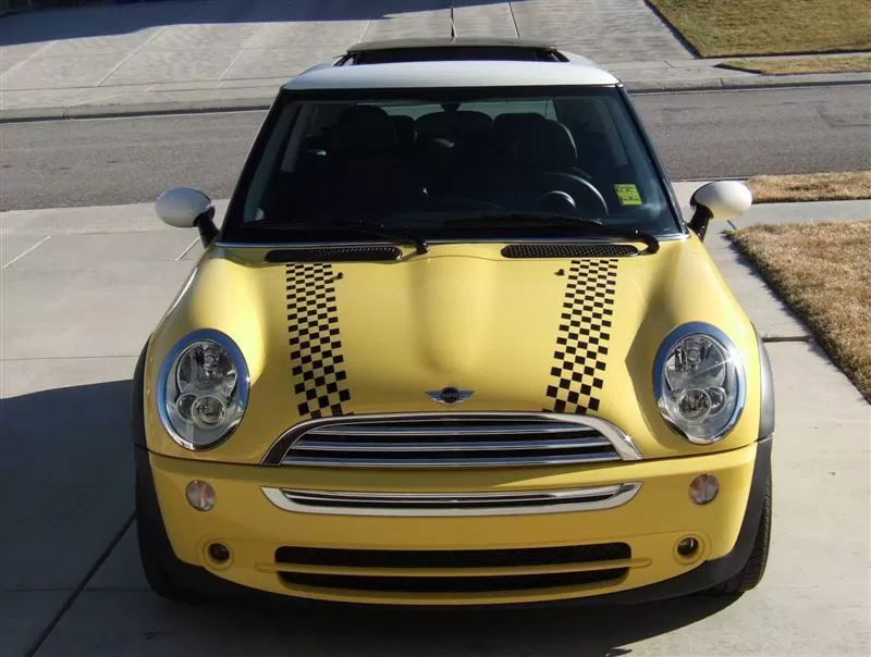 MINI COOPER BONNET CHECKERED STRIPES HOOD VINYL DECAL GRAPHICS 2002 ...