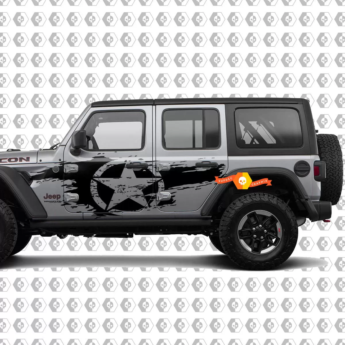 Pair of Jeep Wrangler Unlimited Wrangler JL Distressed star side body ...